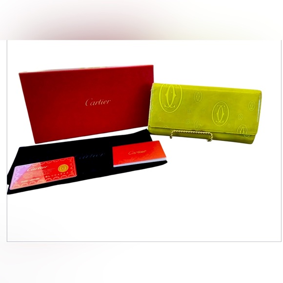 Cartier | Bags | Rare Cartier Lime Green Happy Birthday Exclusive Long ...